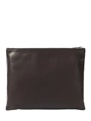 THE ROW Allegra Leather Clutch - Brown