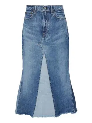 Polo Ralph Lauren Deconstructed Denim Midi Skirt - Blue