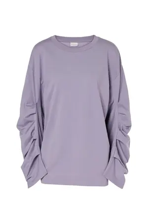 Dries Van Noten Ruched Cotton Jersey Sweatshirt - Purple
