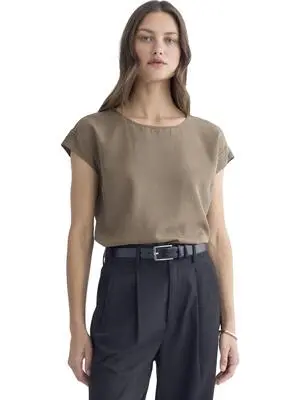 Everlane Muscle Top In Butterlite Fabric Deep Taupe