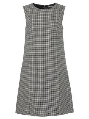 Dolce & Gabbana Houndstooth Wool Minidress - Black