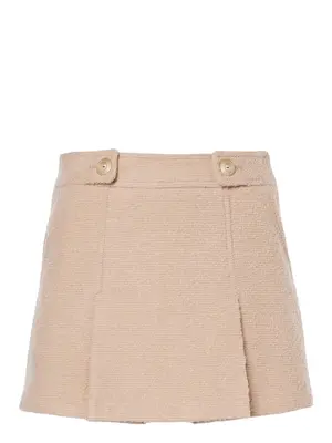 TOM FORD Wool And Silk-blend Bouclé Miniskirt - Beige