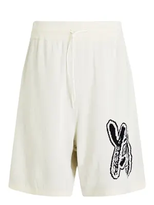 Y3 Intarsia-knit Drawstring Shorts - Off-white