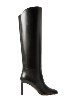 JIMMY CHOO Karter 85 Leather Knee Boots - Black