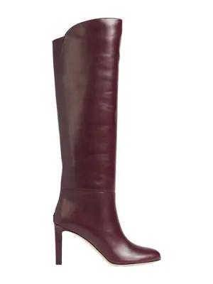 JIMMY CHOO Karter 85 Leather Knee Boots Burgundy