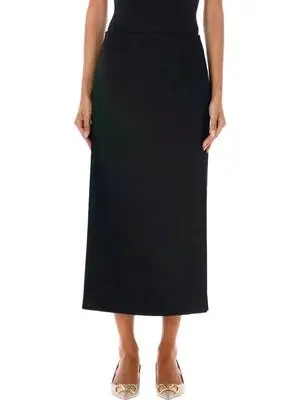 Valentino Garavani Wool Midi Pencil Skirt - Black
