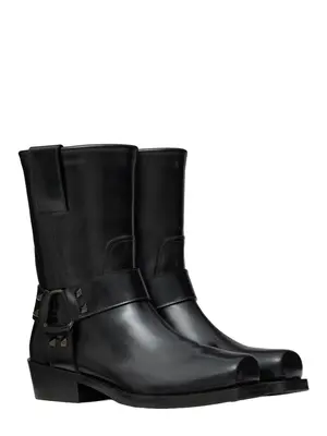 Valentino Garavani 40mm Rockstud Biker Boots - Black