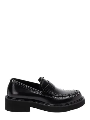 Valentino Garavani Loafers With Stud And Rivet Embellishments - Black