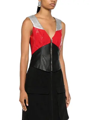 MITILIANE COUTURE Leather Waistcoat - Black