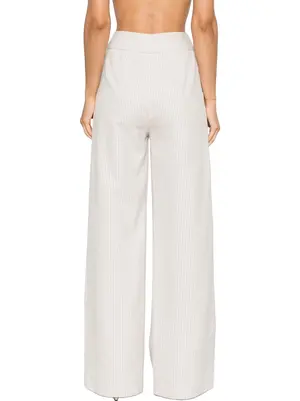 MITILIANE COUTURE Pinstriped Wide-leg Trousers - Neutrals