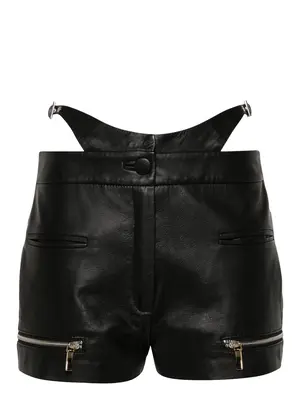 MITILIANE COUTURE Cut-out Leather Shorts - Black