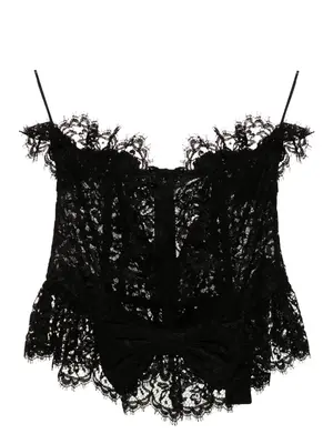Alessandra Rich Bow-detail Lace Bustier Top - Black