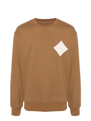 Mcm Logo-patch Bouclé Sweatshirt Brown