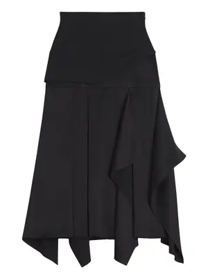 LANVIN Draped Detailing Midi Skirt - Black