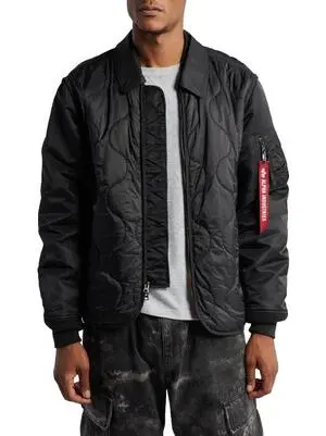 Alpha Industries Alpha Industries Quilted Mixed Media Ripstop Utility Jacket Black