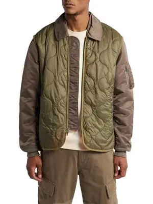 Alpha Industries Alpha Industries Quilted Mixed Media Ripstop Utility Jacket Coyote Brown