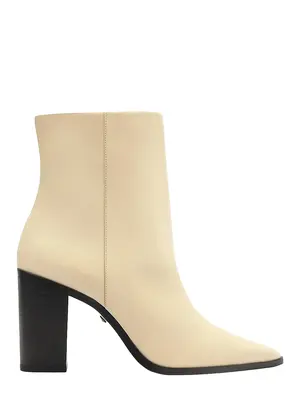 Schutz Mikki 85mm Block-heel Leather Booties Egg Shell