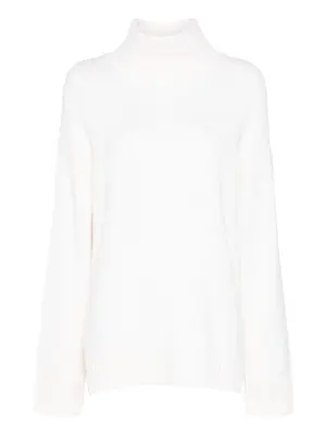 ALLUDE Roll Neck Virgin Wool-cashmere Blend Sweater - White