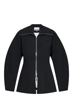 GANNI Bonded Crepe Jacket - Black