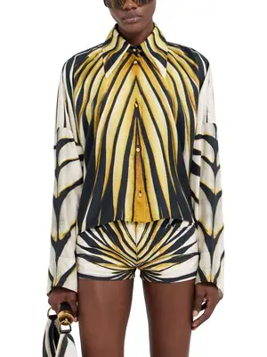 Roberto Cavalli Ray Of Print Silk Shirt - Gold
