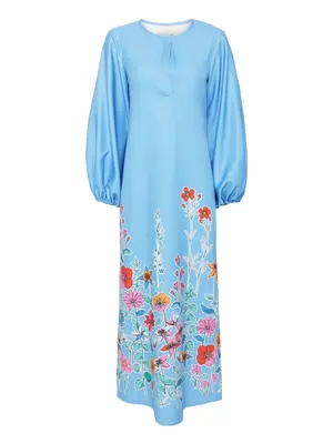 BAMBAH Hibiscus Tuscan Dress - Blue