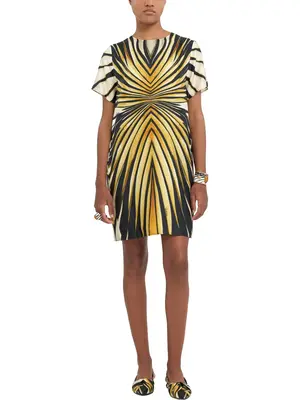 Roberto Cavalli Abstract-print Dress - Gold