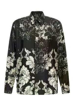 Roberto Cavalli Broccato-print Shirt - Black