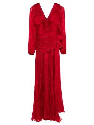 IRIS SERBAN Lunah Metallic Threading Gown - Red