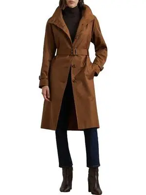 Ralph Lauren Lauren Ralph Lauren Belted Water-Resistant Longline Coat Dark Terracotta