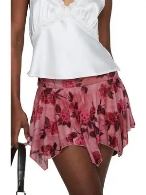 Princess Polly Floral Mesh Miniskirt - Pink