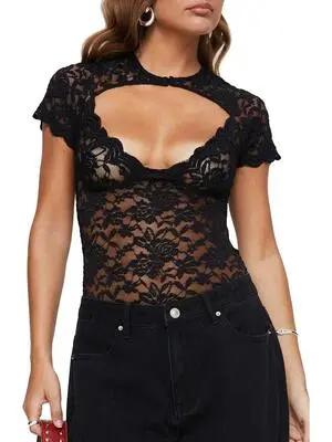 Princess Polly Giallo Lace Bodysuit - Black