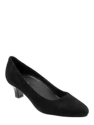 Trotters Kate Pointed Toe Kitten Heel Pump - Black Suede