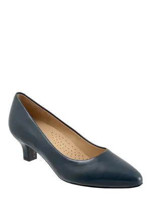 Trotters Trotters Kate Pointed Toe Kitten Heel Pump Navy