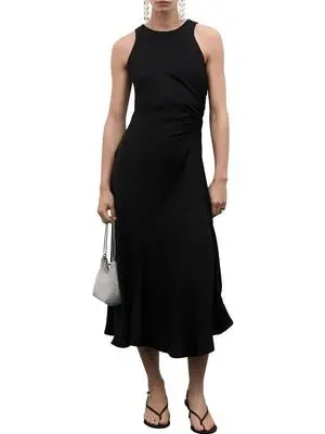 Mango MANGO Gathered Sleeveless Maxi Dress Black