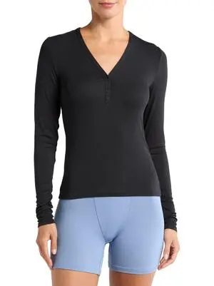 Lunya Stretch Modal V-neck Henley - Immersed Black