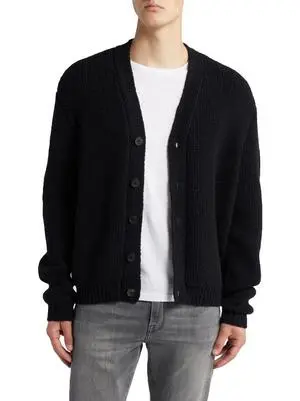 FRAME Rib Wool & Silk Cardigan - Black