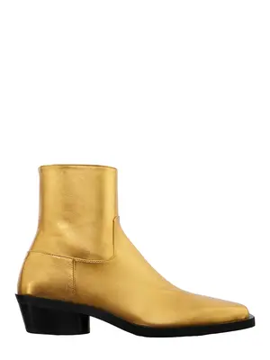 Proenza Schouler Bronco Metallic Leather Ankle Boots - Gold