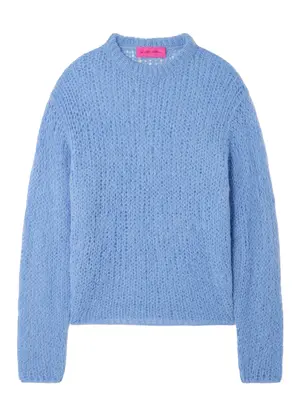 THE ELDER STATESMAN Thistle Brushed Alpaca-blend Sweater - Blue