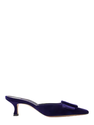 Manolo Blahnik Maysale 50 Buckled Velvet Mules - Purple