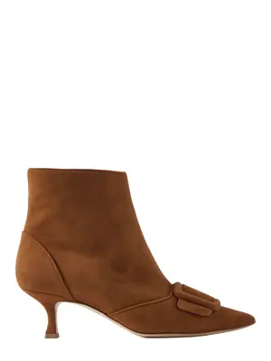 Manolo Blahnik Baylow 50 Buckled Suede Ankle Boots - Brown