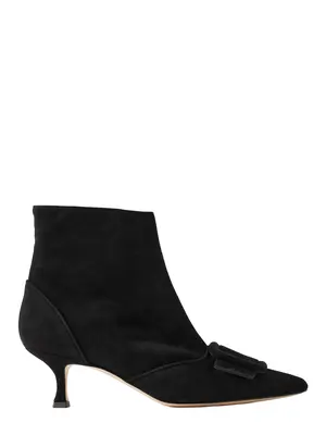 Manolo Blahnik Baylow 50 Buckled Suede Ankle Boots - Black