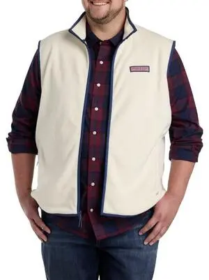 Vineyard Vines Big & Tall Harbor Fleece Vest - Stone
