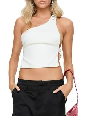 PRINCESS POLLY Princess Polly Buckled Down One-Shoulder Crop Top