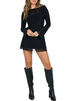 Princess Polly Lukea Long Sleeve Minidress - Black