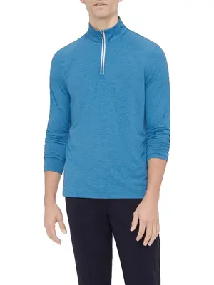 Bugatchi Bugatchi Quarter Zip Performance Pullover Sapphire