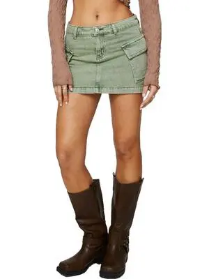 Princess Polly Zakai Denim Cargo Miniskirt - Green