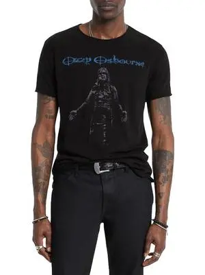 John Varvatos Ozzy Raw Edge Graphic T-shirt - Black