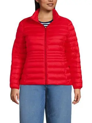 LANDS' END Wanderweight Ultralight Packable Down Jacket - Bright Cherry