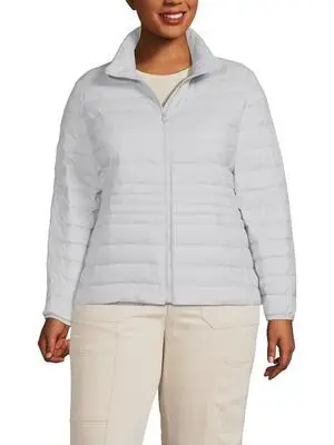 LANDS' END Wanderweight Packable Print Down Jacket - Light Mist
