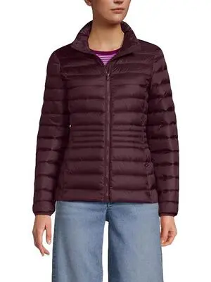 LANDS' END Wanderweight Ultralight Packable Down Jacket Lush Burgundy Shine